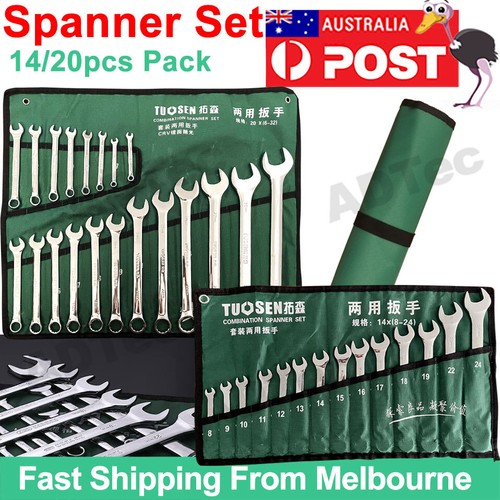 6-32mm Spanner Set Open Box Combination Metric Open Ring+Roll Pouch ...