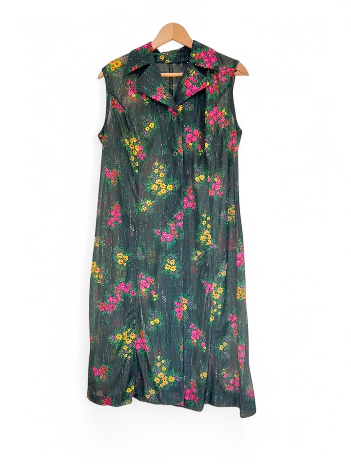 Vintage Nylon Housecoat Sheer Floral Nylon Pinny Overall Apron 70s Fit ...