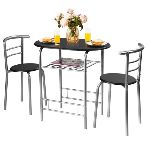 3 Piece Dining Set Table 2 Chairs Bistro Pub Home Kitchen Breakfast ...