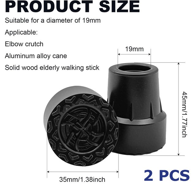 2 Pcs Walking Stick Rubber Ends Caps 19mm Cane Crutch Rubber Tip Feet ...