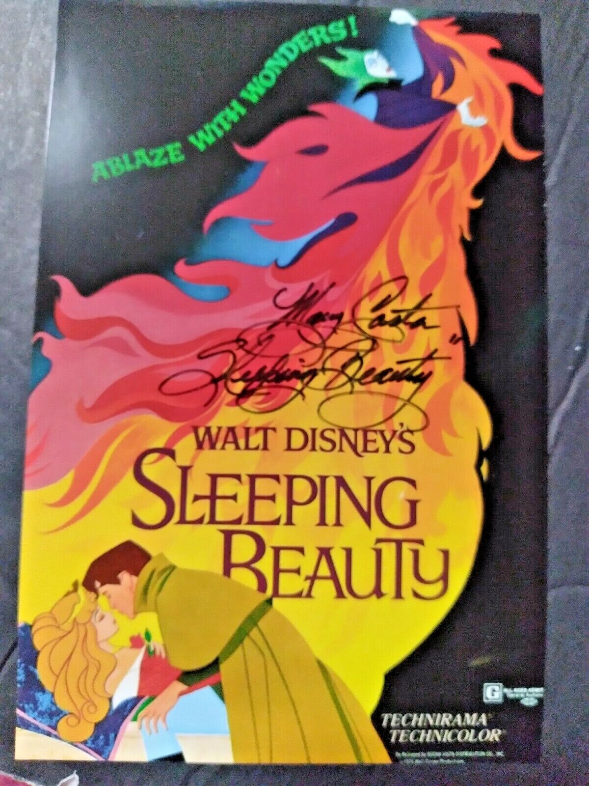 DISNEY SLEEPING BEAUTY PRINCESS AURORA MARY COSTA SIGNED AUTOGRAPHED ...