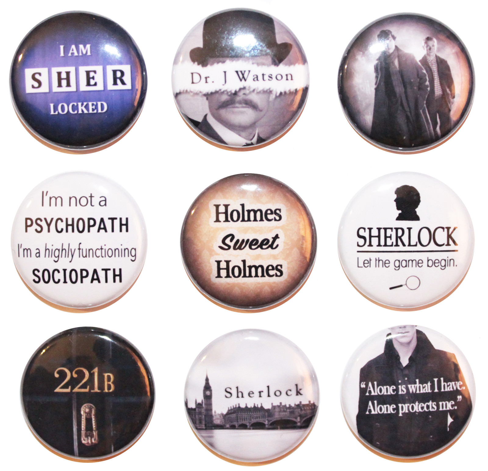 1" (25mm) Sherlock Holmes Button Badge Pin Collection - High Quality ...