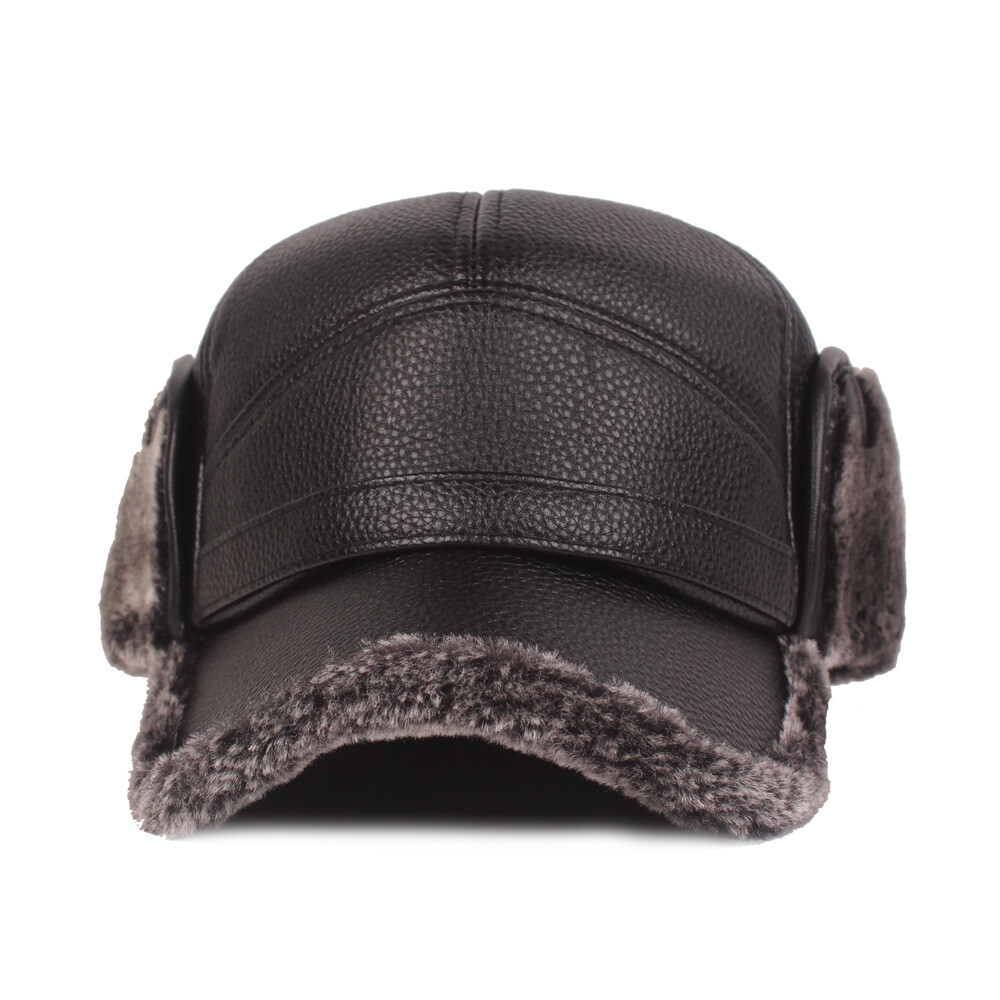 Men Thick Plush Winter Warm Faux Leather Newsboy Cap Gatsby Golf Driver ...