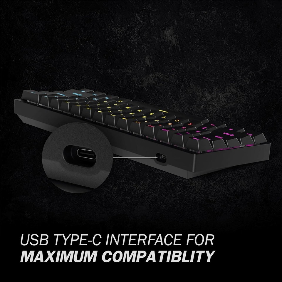 Venus 60% RGB Mechanical Gaming Keyboard | 61 Keys | USB Type C ...