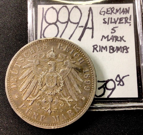 1899 A German Silver! 5 Mark! Details Rim Bumps. ENN Coins | eBay