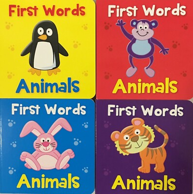 First Words (Animals) Early Reading Hard Board Book (4 Educational ...