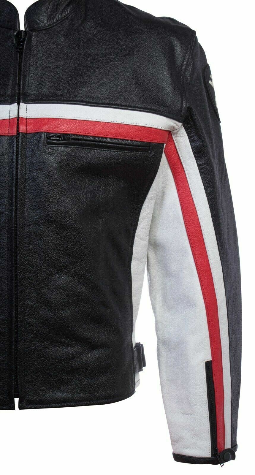 Cafe Racer Mens Real Leather Motorcycle Biker Riding Jacket S M L 2XL ...