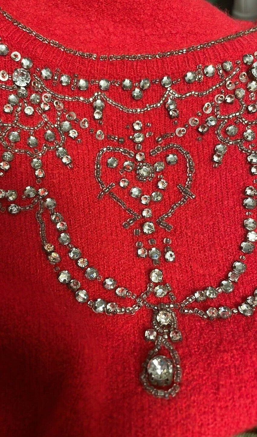 Moda International Red Sweater with Rhinestones Size L Brand new | eBay