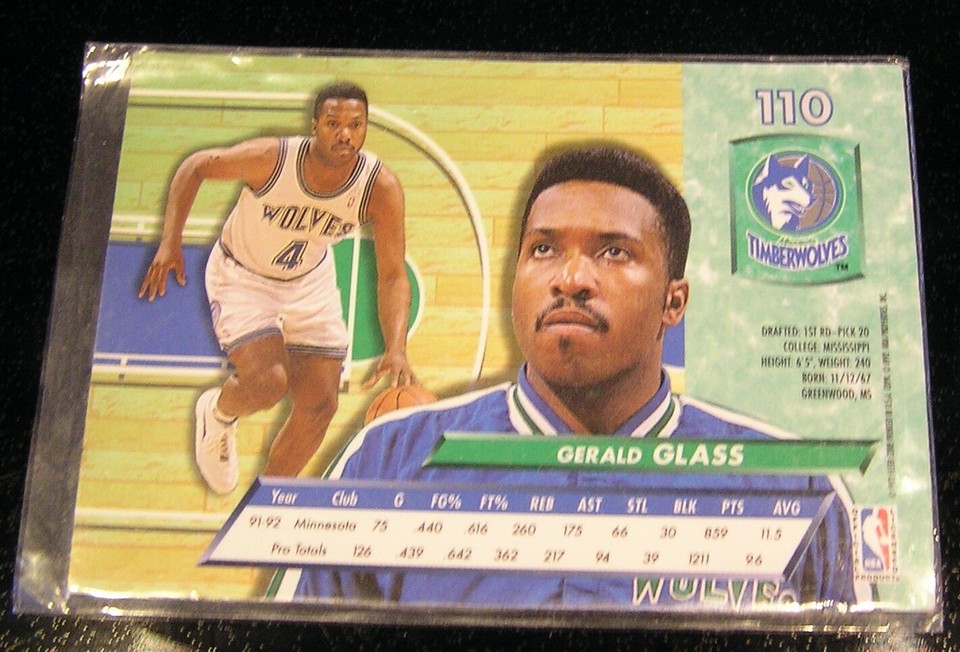 1992-93 Fleer Ultra Gerald Glass Minnesota Timberwolves #110 NBA Card ...