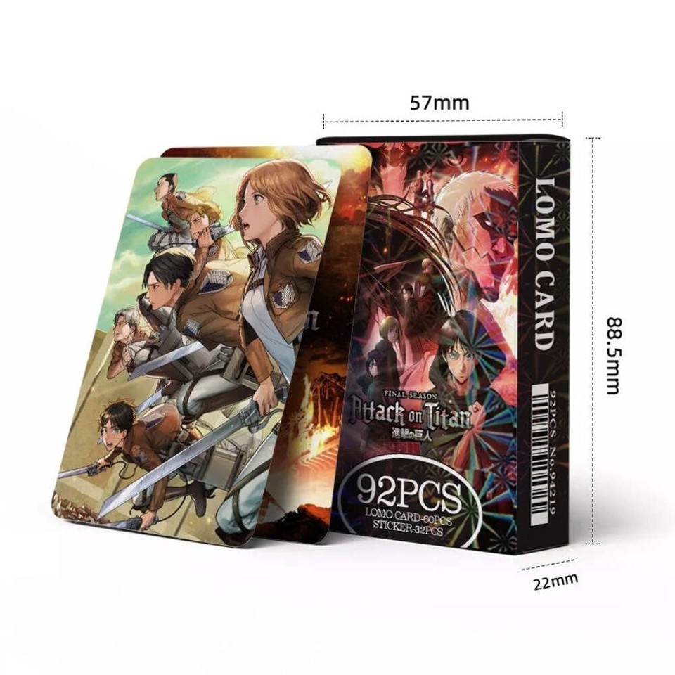 92Pcs/Set Japanese Anime Series Attack on Titan LOMO Card Cartoon Laser ...