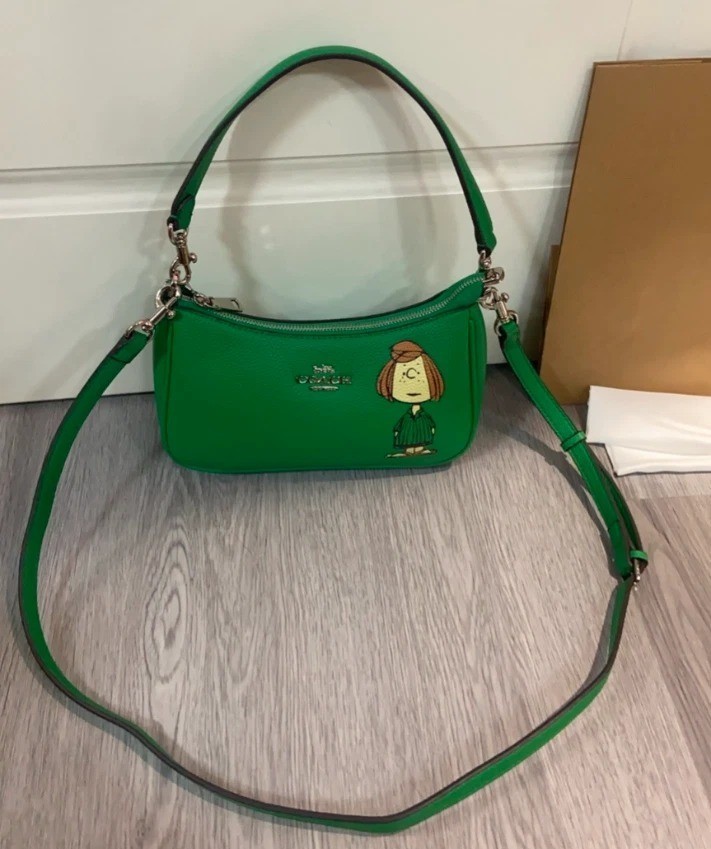 COACH x PEANUTS Teri Shoulder Bag Peppermint Patty Kelly Green CBJ77 ...