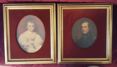 Vintage Portrait of Major John Biddle & Young Girl Holding Bouquet ...