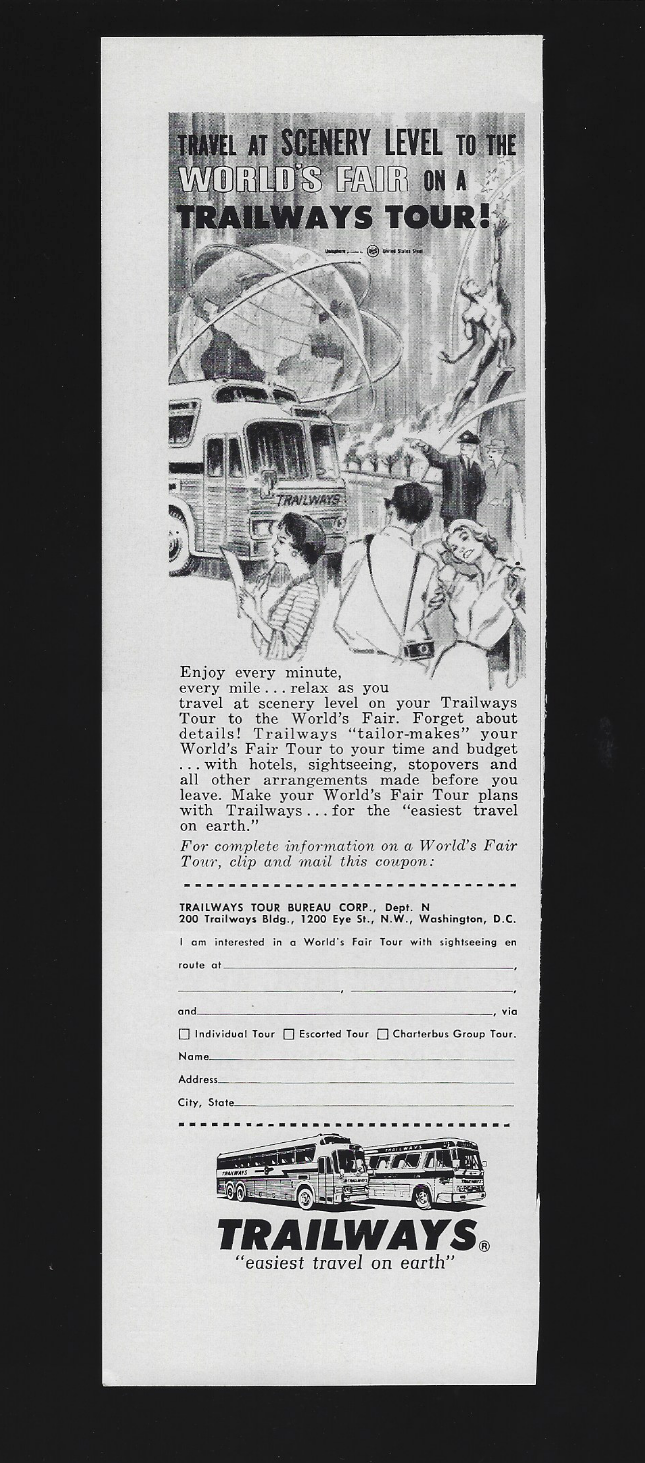1964 Trailways Bus Travel At Scenery Level to New York World's Fair ...