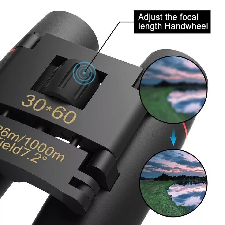 Binoculars 30x60 Zoom Outdoor Travel Compact Folding Telescope Hunting ...