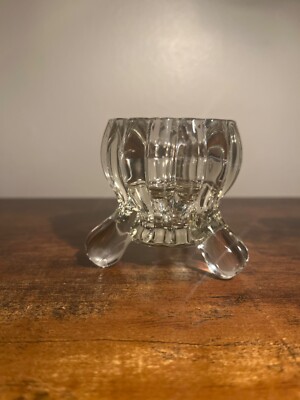 Vintage 1950s Jeanette Clear Crystal Three Toe Candle Holder Taper ...