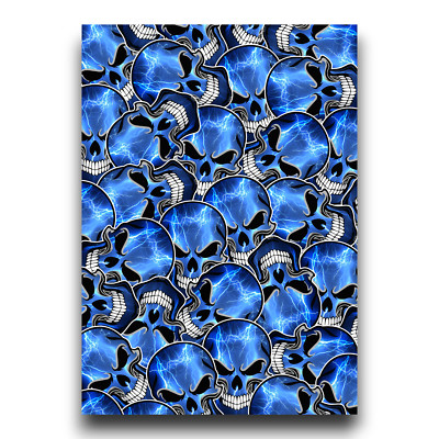 A5 Gothic Biker Skull With Blue Lightning Vinyl Sticker Bomb Sheet ...