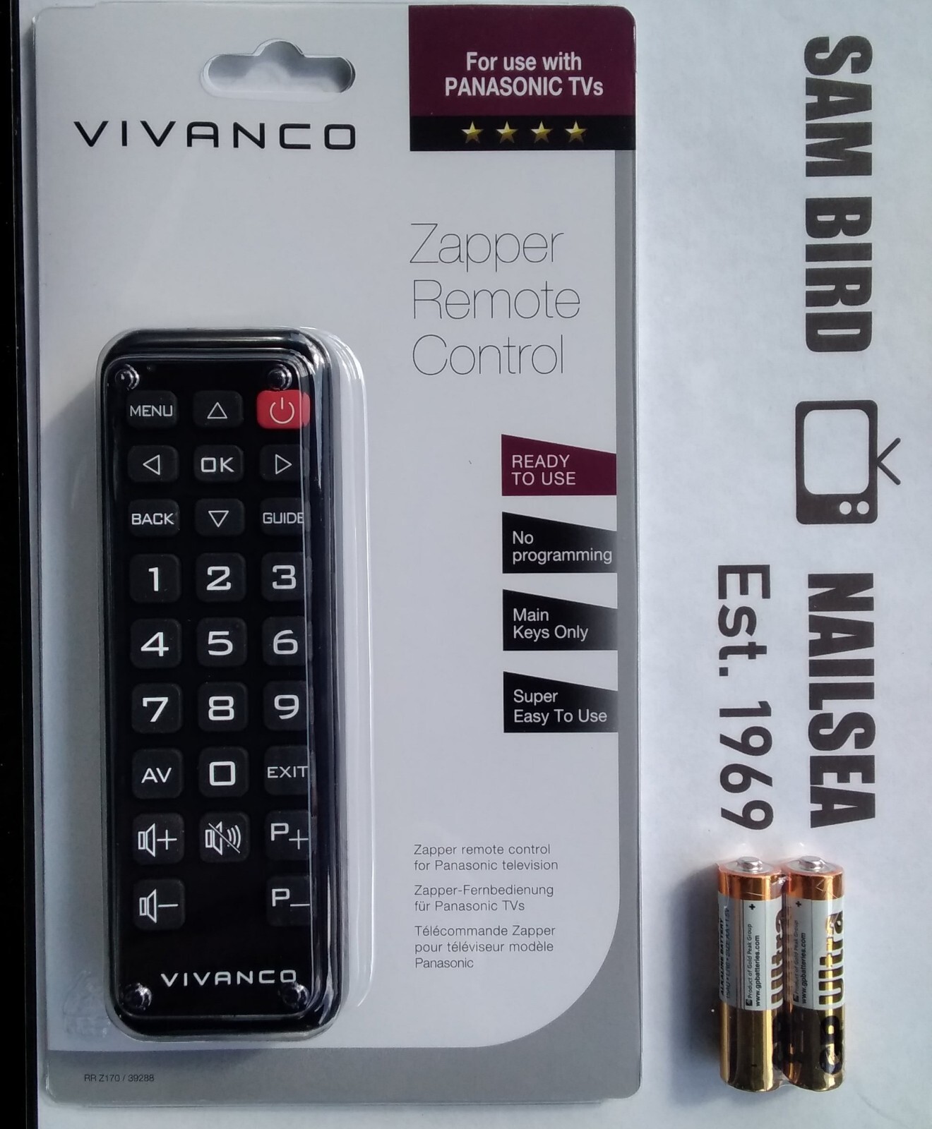 Vivanco Easy to Use Remote Control for Panasonic TV's - Batteries ...