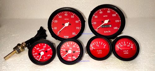 Smiths 52mm Kit TempF Oil Fuel Volt Gauge + Speedo 0-140KMH + 0-80 RPM ...