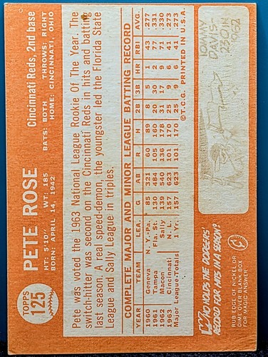 1964 Topps ⚾ #125 PETE ROSE 1963 All-Star Rookie HOF BOUND 📈🤑🏦🥳🎁SHIPS ...