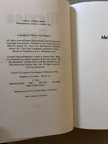 MEXICO SET by Len Deighton vintage 1985 Knopf hardcover SPY THRILLER | eBay