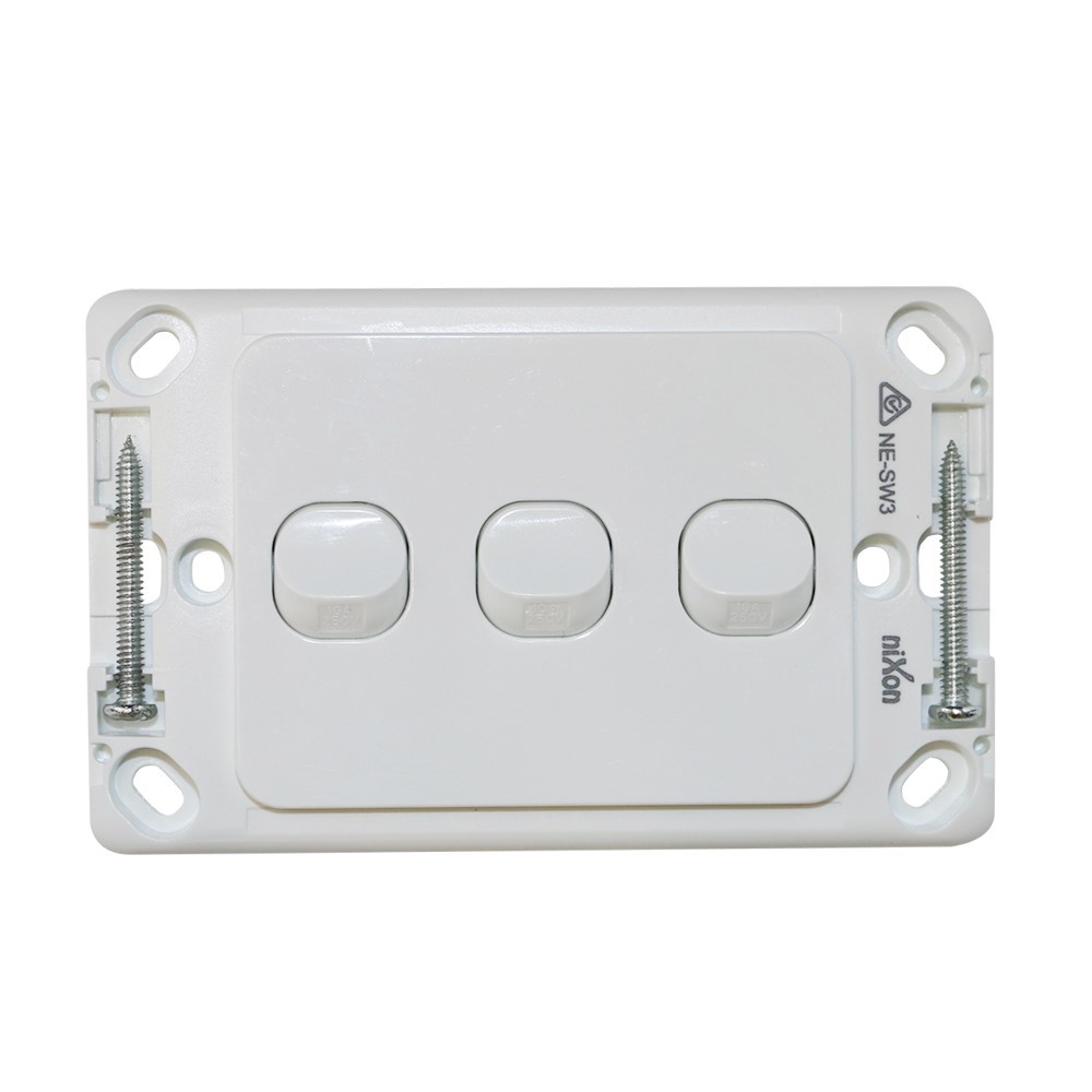 3 Gang Wall Switch - PRINTED WITH FAN LIGHT HEAT - Electrical Light ...