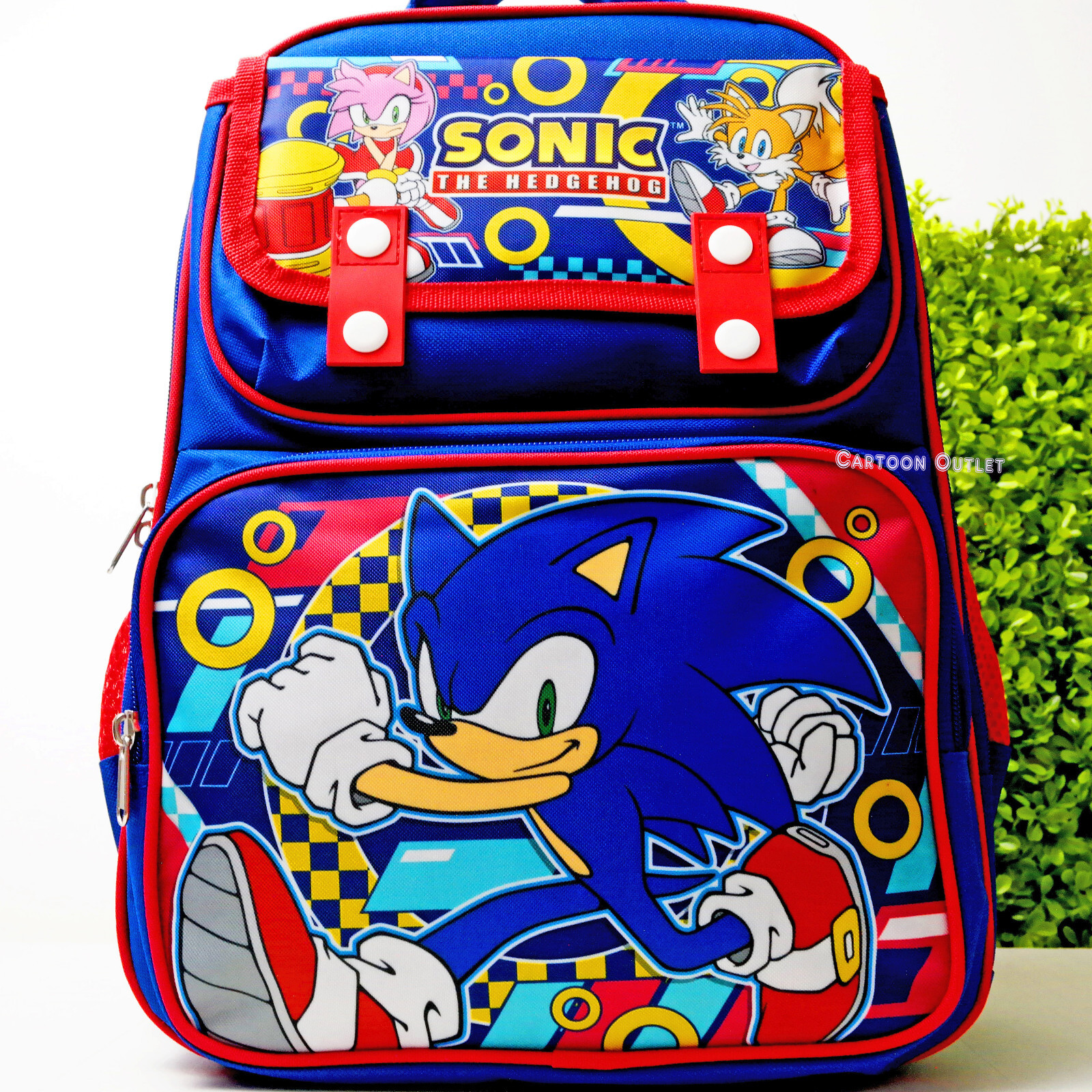 Sonic The Hedgehog Large Backpack 15" Travel Bag Book Bag Tails Amy New ...