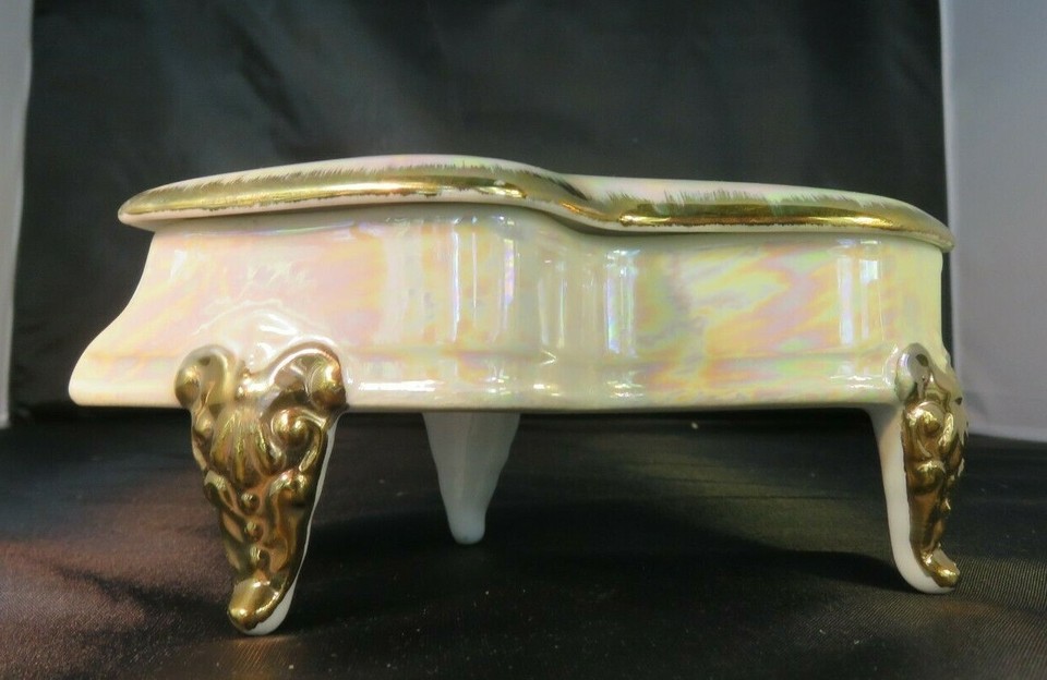 Beautiful ceramic Piano TRINKET JEWELRY BOX Victorian Picture (Empress ...
