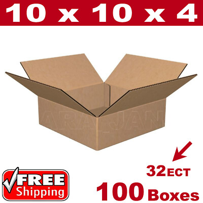 100 - 10x10x4 Cardboard Boxes Mailing Packing Shipping Box Corrugated ...