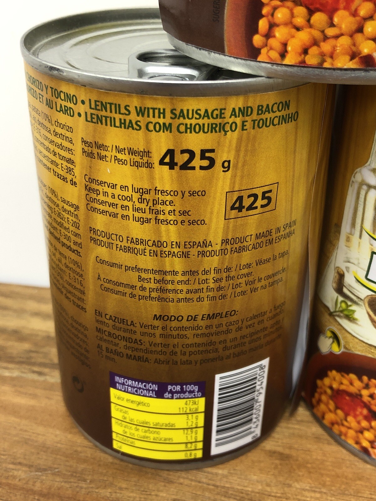 Lentil With Chorizo And Bacon Soup / Stew / 3 Tins / 3 X 425g / Spanish ...