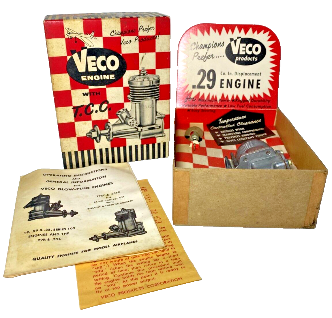 RARE 1960's Veco .29R Model Airplane Engine w/ Box NOS | eBay