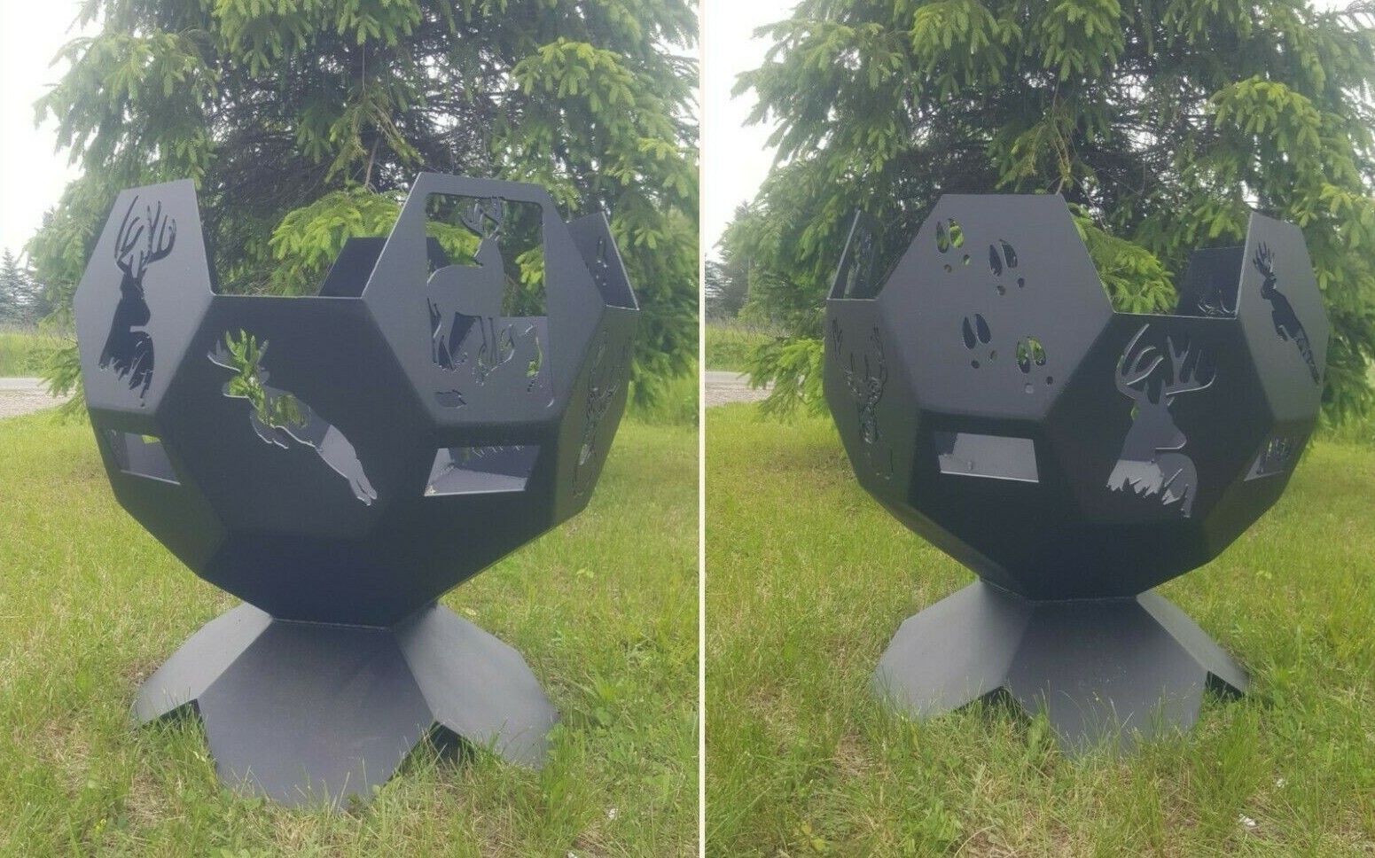 Fire Pit is Deer Geodesic Wood Burning Fire Bowl Whitetail Heavy Duty ...