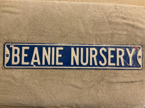 Rare Vintage TY BEANIE BABIES METAL SIGN Blue White BEANIE NURSERY. 6 ...