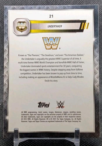 2025 Topps WWE Chrome #21 Undertaker /99 Blue Geometric Refractor SSP ...