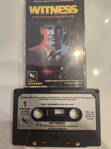 WITNESS - Original Motion Picture Soundtrack - Cassette Tape 1985 | eBay