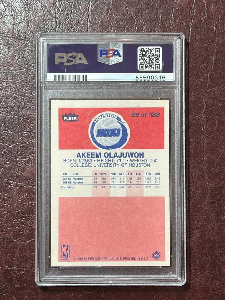 1986 Fleer #82 Akeem Olajuwon Rookie RC PSA 9 | eBay