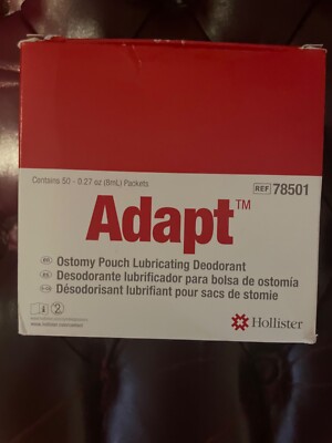 1 Box Of 50 Hollister Adapt 78501 Ostomy Lubricating Deodorant Packets ...