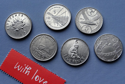 5 pence coins 🇬🇮 GIBRALTAR Monkey Bridge * ISLE of MAN 🇮🇲 British 5 p ...