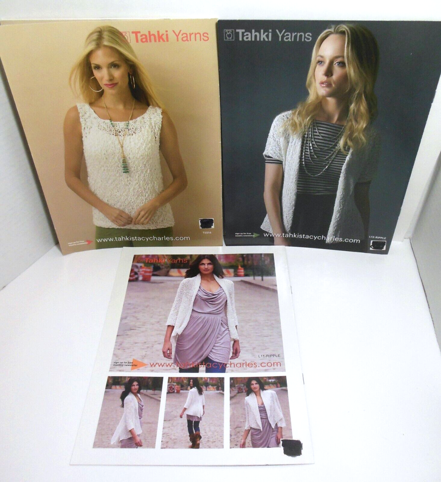 Tahki Knitting Pattern LOT Ripple I II AND Spring Fling FOR TSC Yarns ...