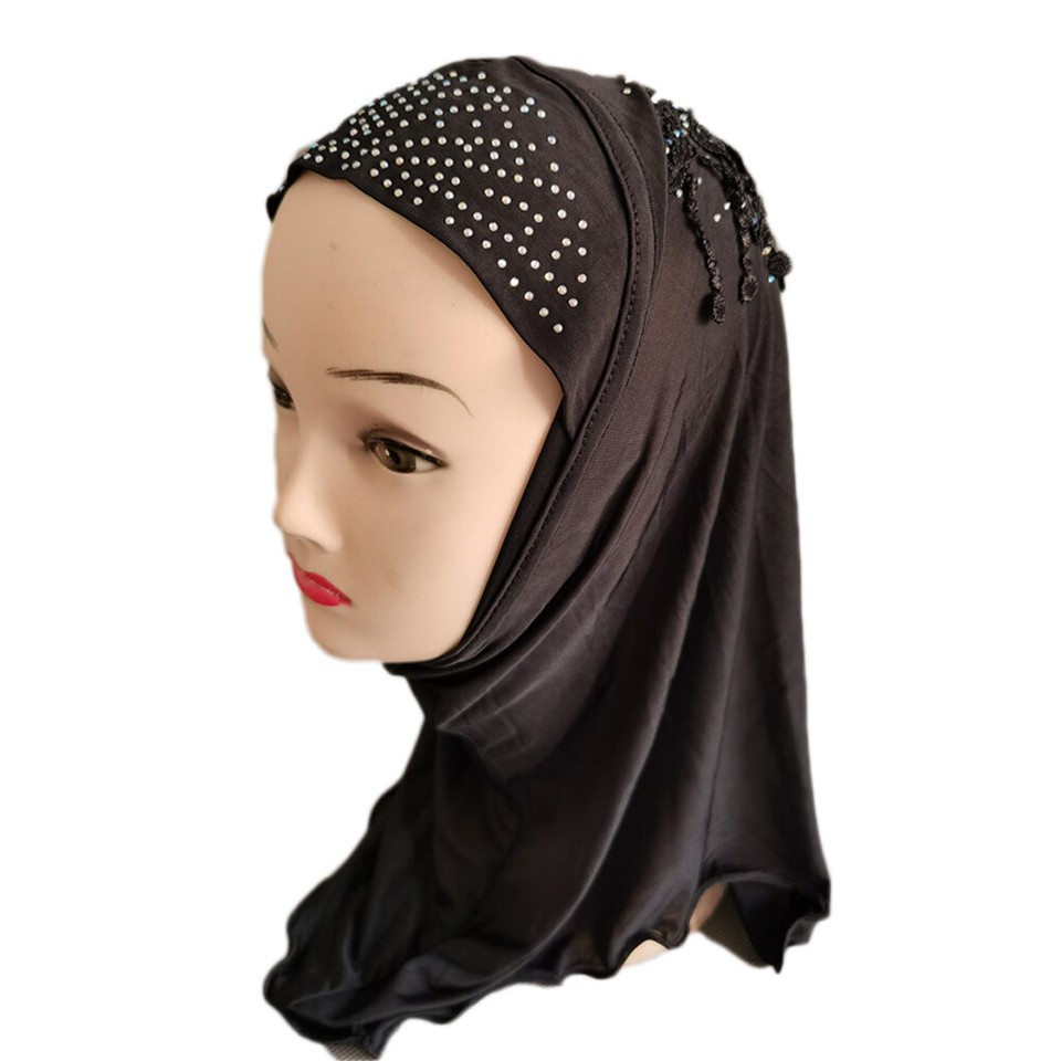 Kids Girls Muslim Turban Islamic Hijab Arab Underscarf Headwear Shawl ...