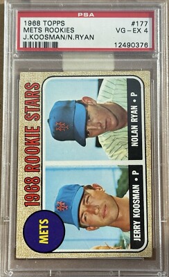 1968 Topps New York Mets rookies Nolan Ryan Jerry Koosman #177 PSA 4 VG ...