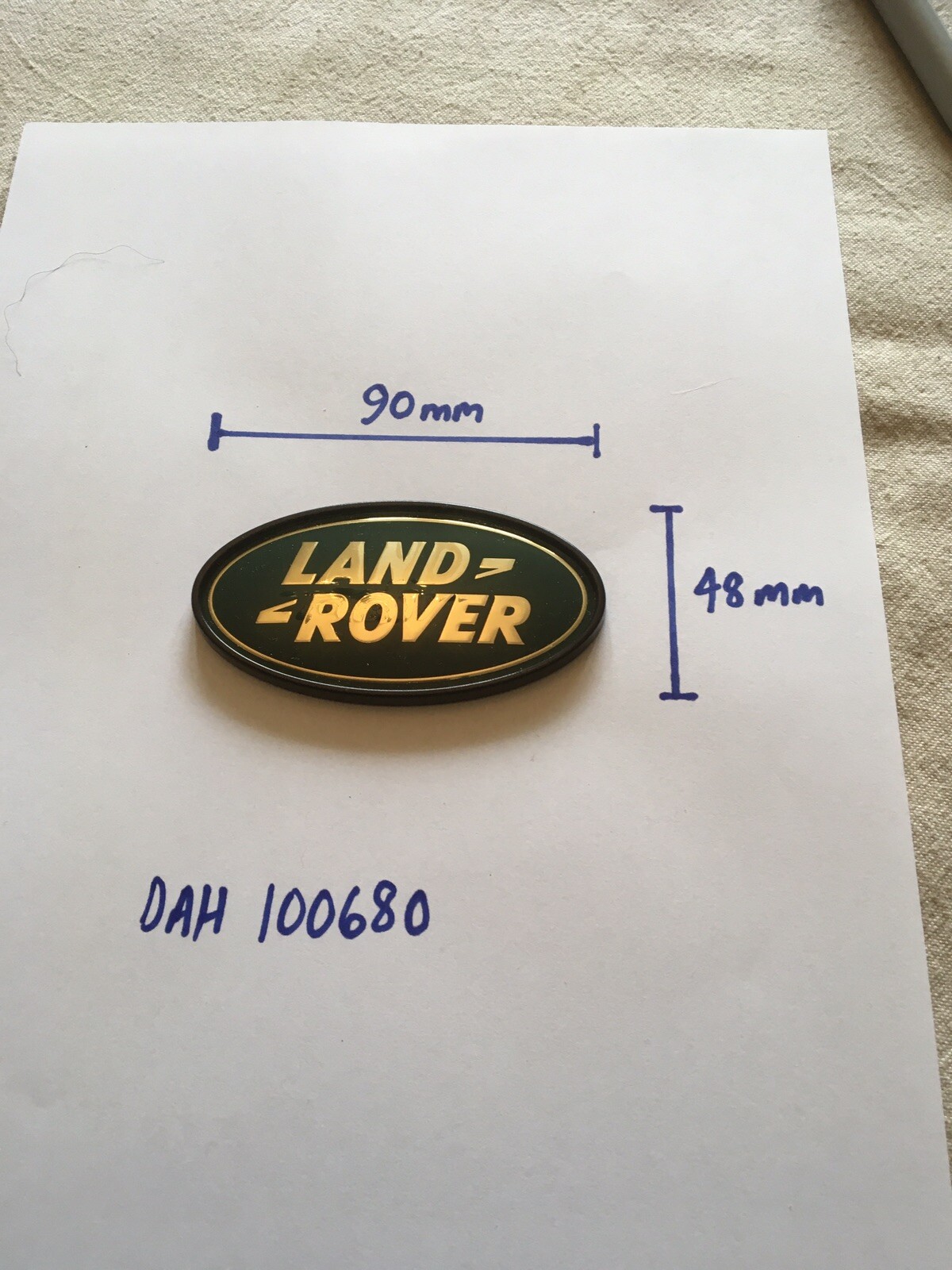 LANDROVER GOLD AND GREEN DEFENDER BADGE 90mmX48mm DAH100680 for sale ...