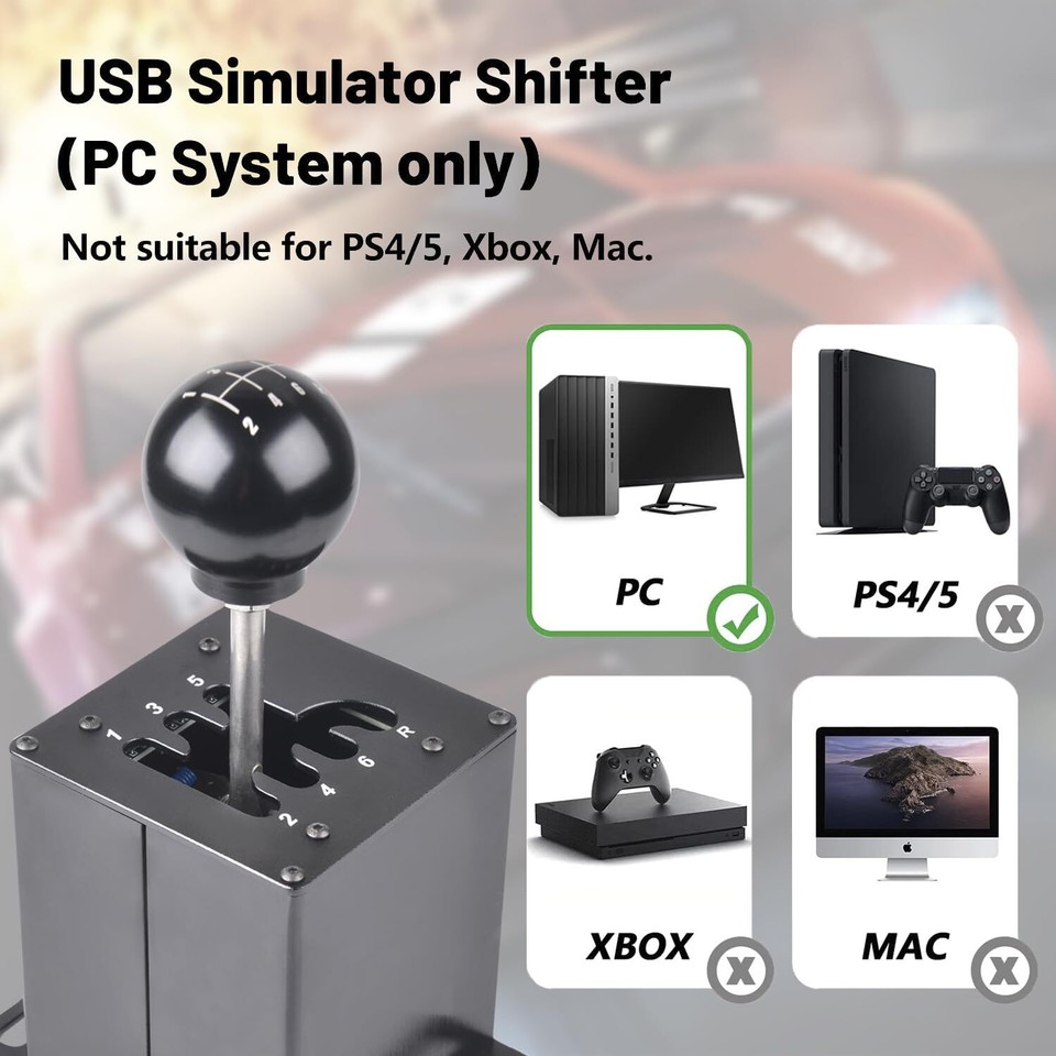 PC Racing Game Shifter USB 6+R For LOGIG 29 G27 G25 G920,T300RS/GT T500 ...