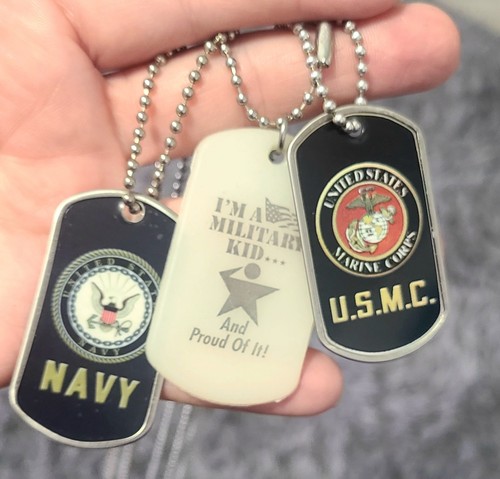 USMC & NAVY Dog Tags W/ I'm A Military Kid Necklaces From Vet Center | eBay
