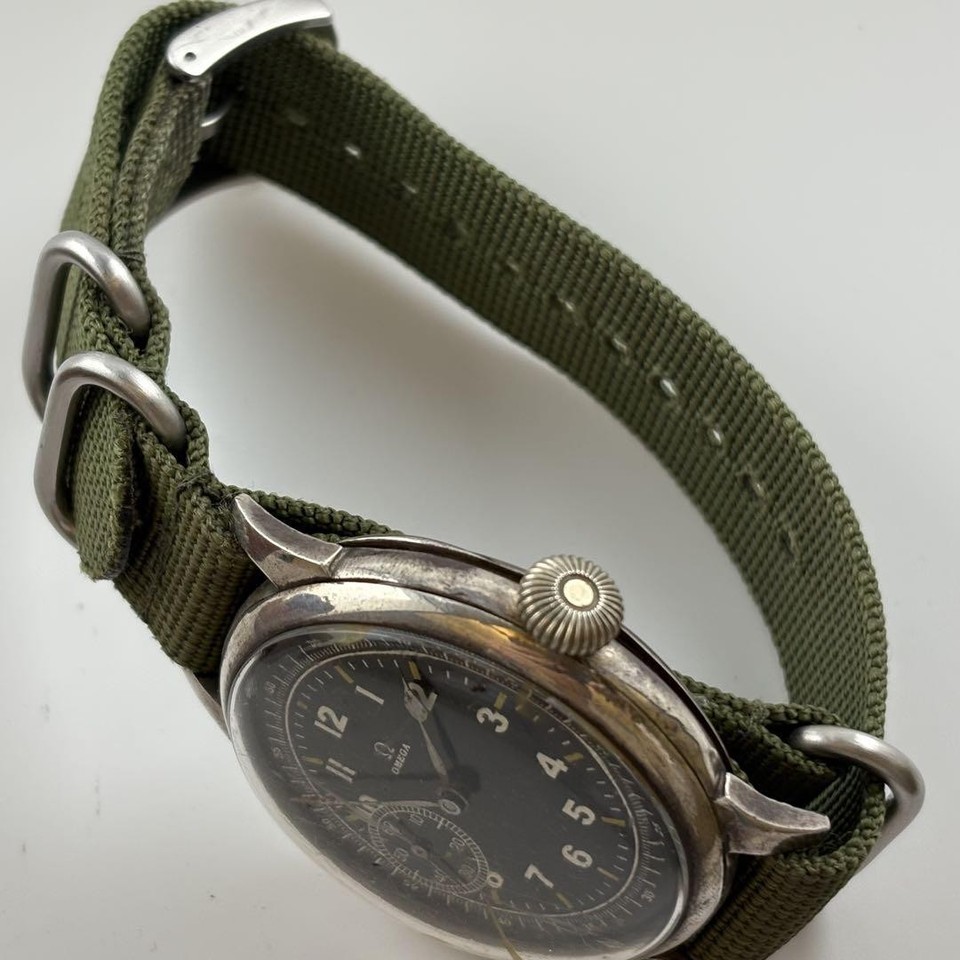 Omega Military Pilot Pocket Watch Manual Wind Khaki Dial 52mm Vintage ...