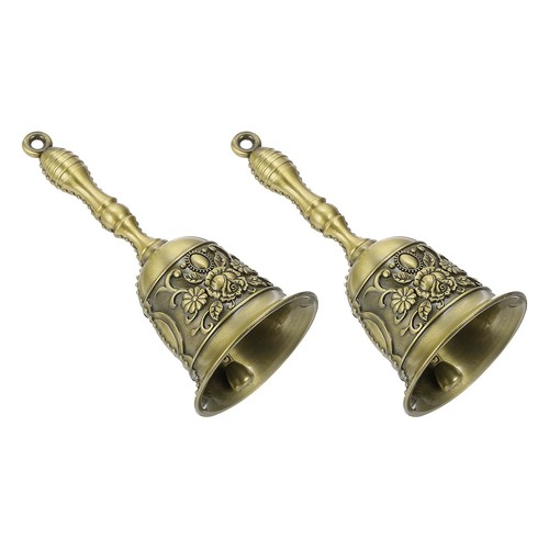 2Pcs Loud Hand Bell, 2.09" Vintage Alloy Wedding Dinner Call Bells ...
