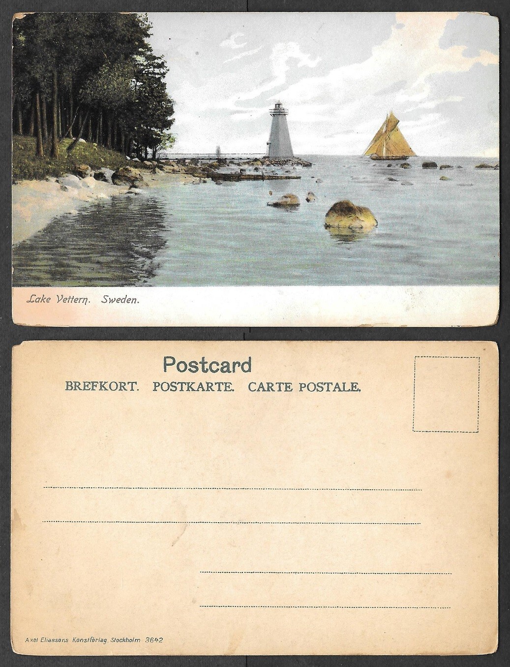Old Sweden Postcard - Lake Vettern - Lighthouse | eBay