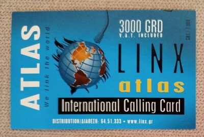 VINTAGE SUPER RARE GREEK PREPAID CALLING PHONE CARD ATLAS 3000 | eBay