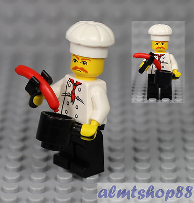 LEGO - Male Minifigure Chef w/ Sausage & White Hat Pot Cook Kitchen ...