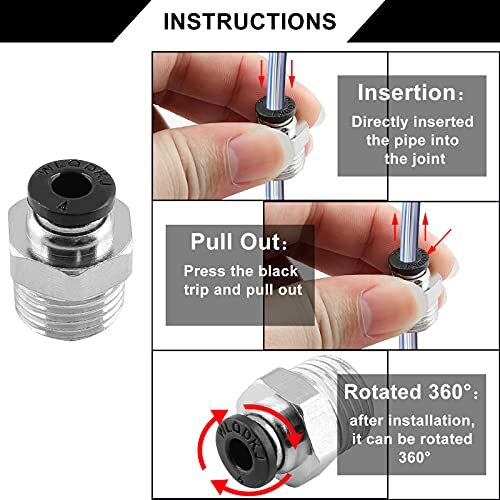 10Pcs Male Straight Push to Connect Fittings 4mm Tube OD x 1/4 inch NPT ...
