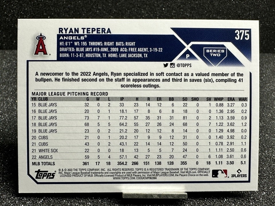 2023 Topps Rainbow Foil Ryan Tepera #375 Angels FREE SHIPPING | eBay